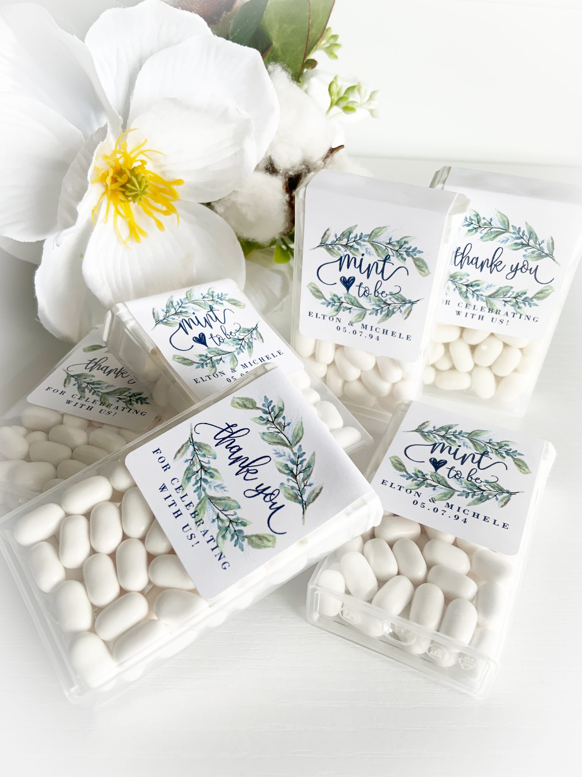 Wedding Mint Favors Navy & Green – Tic Tac Labels | Noted Paper